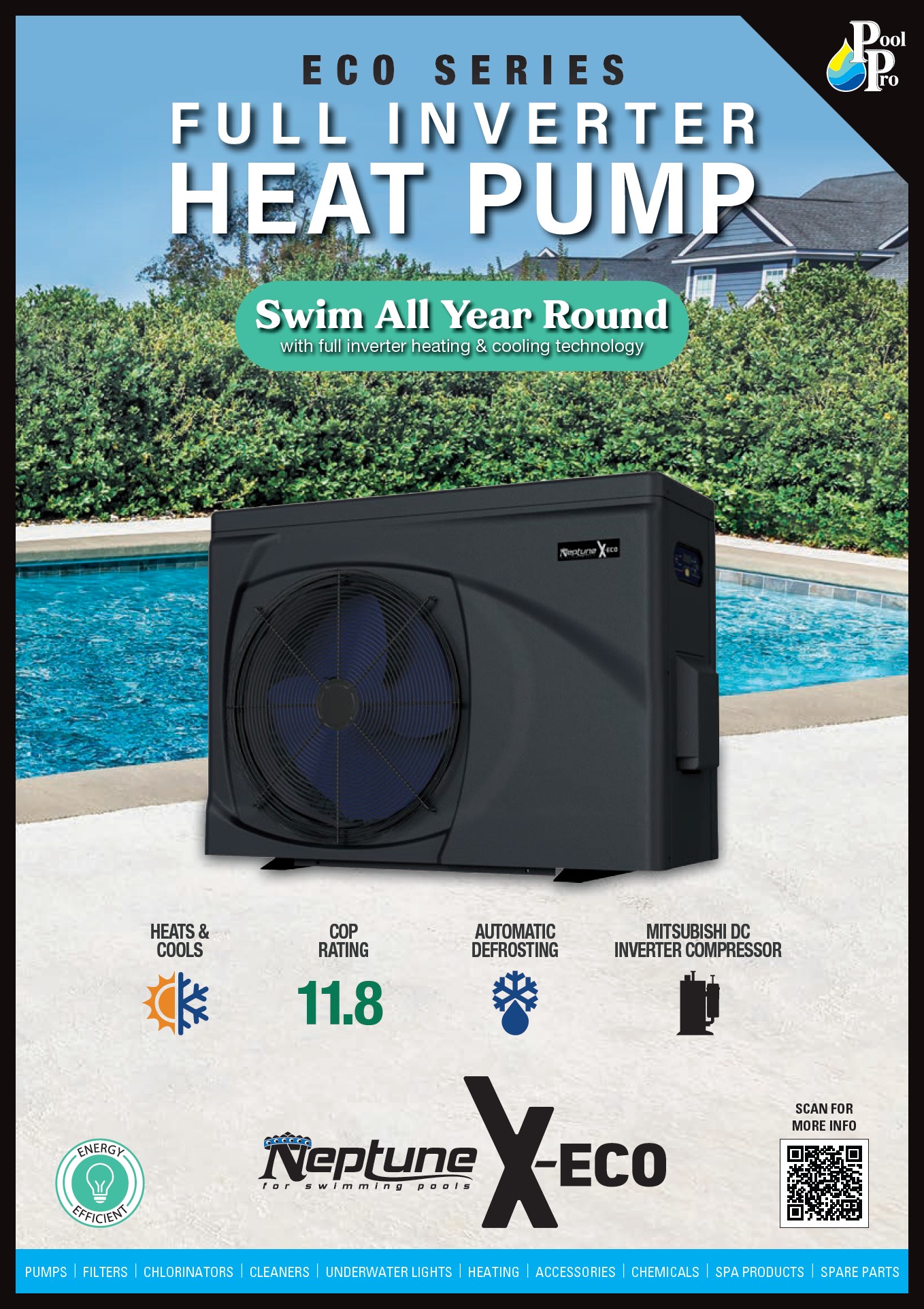 Full Inverter Swimming Pool Heat Pump - Neptune Heating